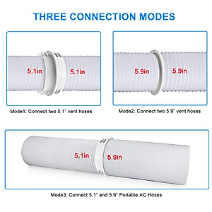 Portable Air Conditioner Hose Connector for Both 5.1"/5.9" Exhasut Vent Hoses with Clockwise & Counter Clockwise Threads, Universal Mobile AC Unit Vent Hose Coupler Coupling Extension