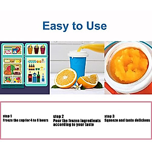 Kahopy Slushie Maker Cup, Magic Quick Frozen Slushy Maker Smoothies Cup Squeeze Cup Double Layer Cooling Cup, Homemade Slushie Cup Ice Cream Maker for Kids Christmas Gift (New Upgraded, Blue)