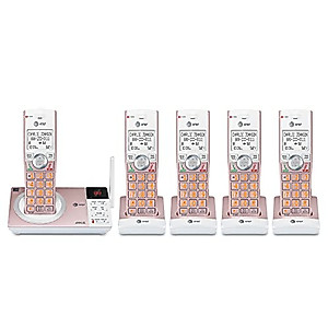 AT&T CL82557 DECT 6.0 5-Handset Cordless Phone for Home with Answering Machine, Call Blocking, Caller ID Announcer, Intercom and Long Range, Rose Gold