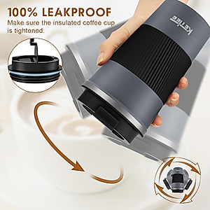 KETIEE Travel Coffee Mug Spill Proof 12oz, Insulated Coffee Mug to Go, Thermo Hot Coffee Tumbler, Reusable Coffee Cups with Seal Lid, Vacuum Stainless Steel Coffee Travel Mugs for Hot/Ice Coffee Tea