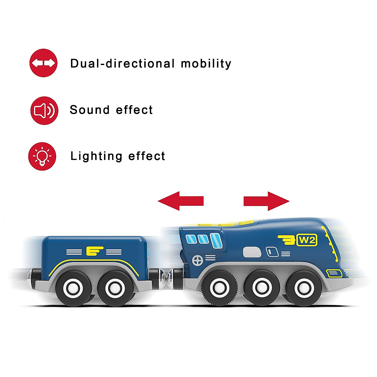 Z MAYABBO Battery Operated Locomotive Train for Wooden Tracks, Powerful Engine Toy Train Vehicle for Railway Track, Science Fiction Train Car Series Fit All Brands Railroad (Battery Not Included)