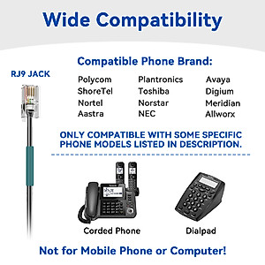 Phone Headset RJ9 with Microphone Noise Cancelling & Volume Controls, Office Telephone Headset Compatible with Polycom Plantronics Avaya ShoreTel Toshiba Digium Nortel Landline Phones, Clear Calls