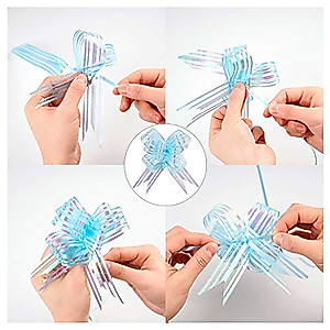 Kolewo4ever 20pcs Basket Bags pull bow Set 10 pieces Easter Cellophane Wrap Plastic Bag 10 pieces easter theme pull bow for Gifts Baskets Party Festivals (12x18 inch)