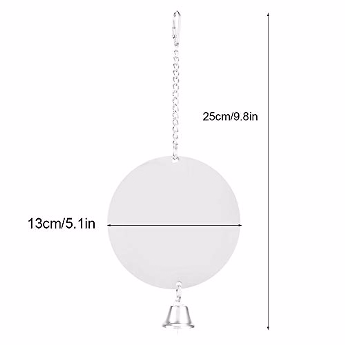 Bird Cage Toy Bird Mirror, Stainless Steel Bird Mirror Toy with Bell Swing Hanging Ringer for Parakeet Cockatiel Conure Budgie Lovebird Cockatoo Canary Finch Cage Accessories