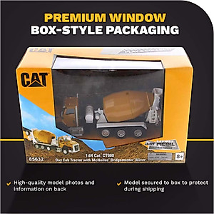 Diecast Masters 1:64 Caterpillar CT-660 with McNeilus Bridgemaster Concrete Mixer, Play & Collect Series Cat Trucks & Construction Equipment | 1:64 Scale Model Collectible Model 85632