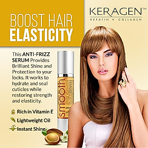 KERAGEN - Nourishing Hair Serum for Dry Damaged Hair - Argan Oil for Hair Treatment - Brilliant Shine, Heat Protection with Paraben, Phthalate and Sulfate Free Formula (1.7 Oz)