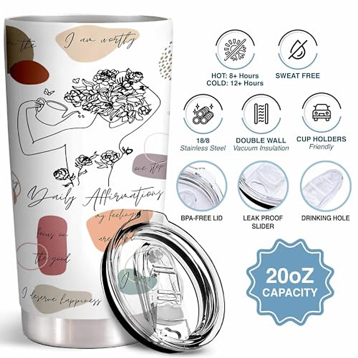 WIPI Inspirational Tumbler for Women, Mom Daily Affirmations Cup, Affirmation Gifts for Women Wife Family and Loved Ones, Positive Affirmation Gifts, Mom Daily Affirmations Cup Tumbler 20 Oz