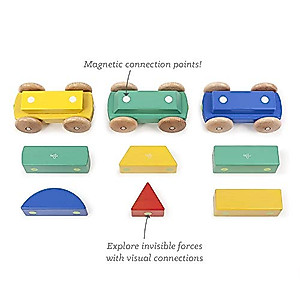 9 Piece Tegu Magnetic Shape Train Building Block Set, Rainbow