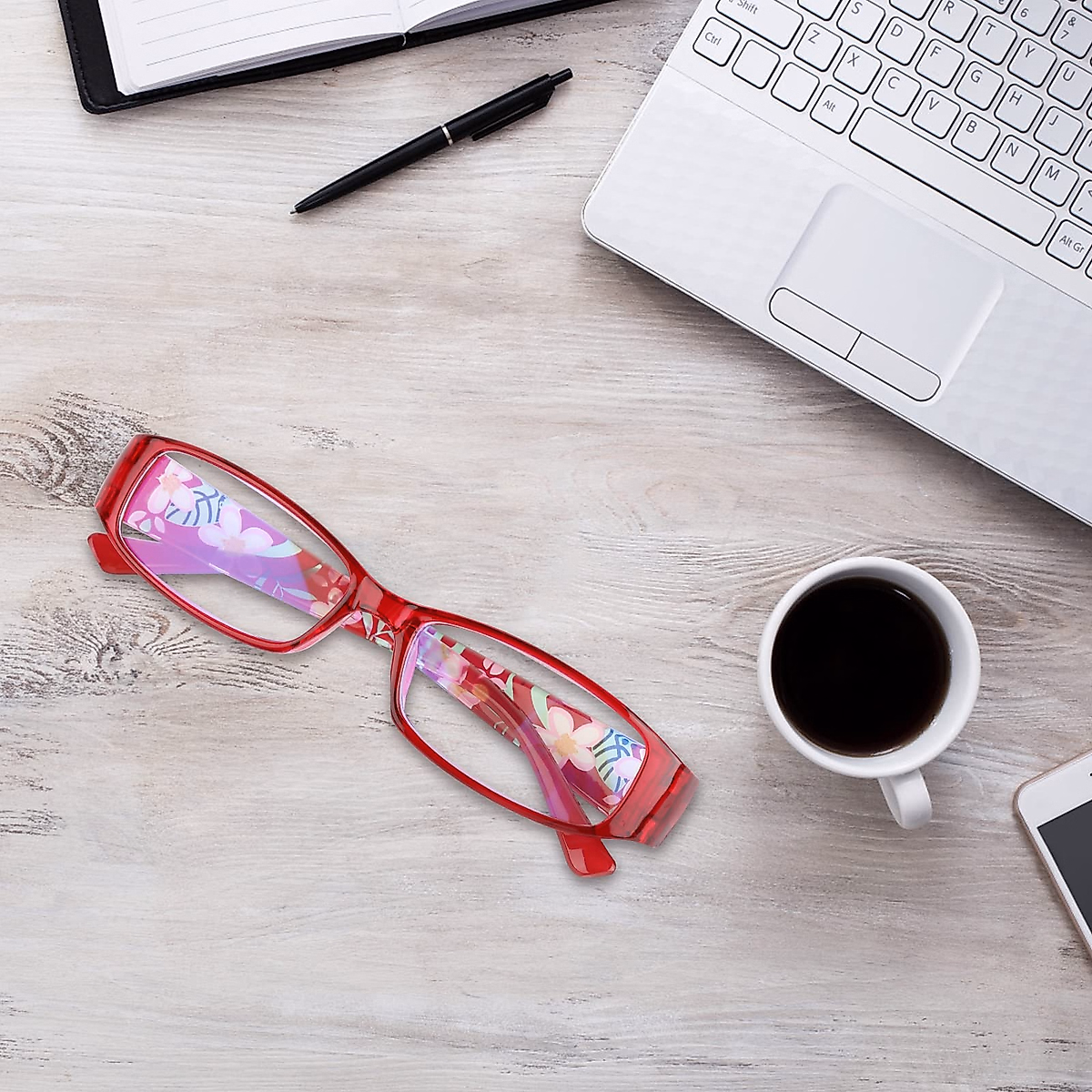 WALMXX Reading Glasses Women Blue Light Blocking Lightweight Compact Readers Computer Eyeglasses (2 styles 4 Pack, 1.5, multiplier_x)