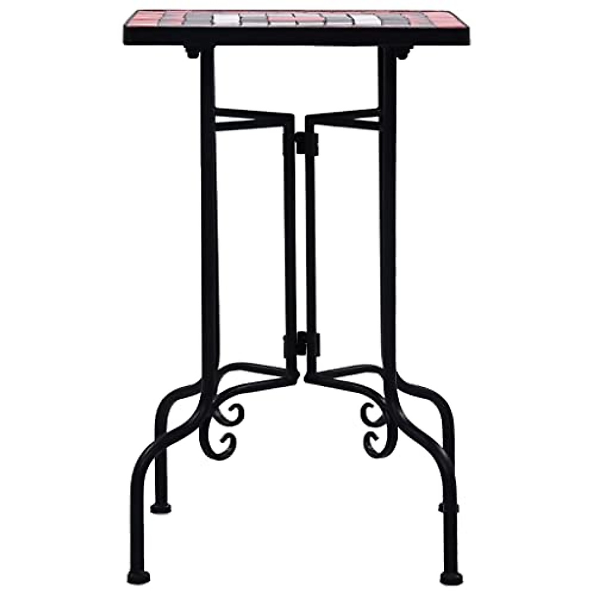 lvssiao Plant Stand Indoor Outdoor, Mosaic Side Table Terracotta and White Ceramic Stand Flower Holder Mosaic Table Top + Elegant Curved Legs for Garden Balcony Living Room