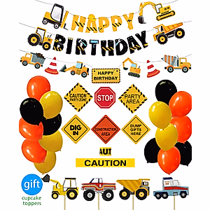 Construction Birthday Party Supplies Dump Truck Party Decorations Kits Set for Kids Birthday Party 51 pack