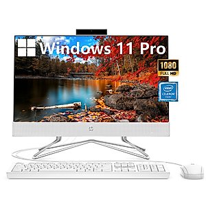 HP All-in-One 21.5" FHD Business Desktop, Intel Celeron J4025 Processor, Windows 11 pro, 12GB RAM, 512GB SSD, Intel UHD Graphics 600, White, PCM