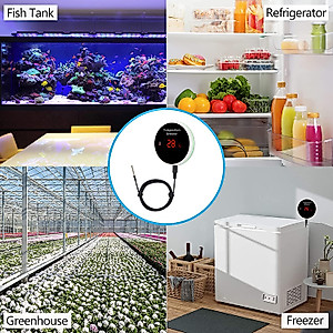 WiFi Temperature Monitor Smart Thermometer: WiFi Temperature Sensor with 1M Waterproof External Probe, App Alert & Buzzer Alarm, Digital Remote Temperature Gauge for Refrigerator, Fish Tank, Pet