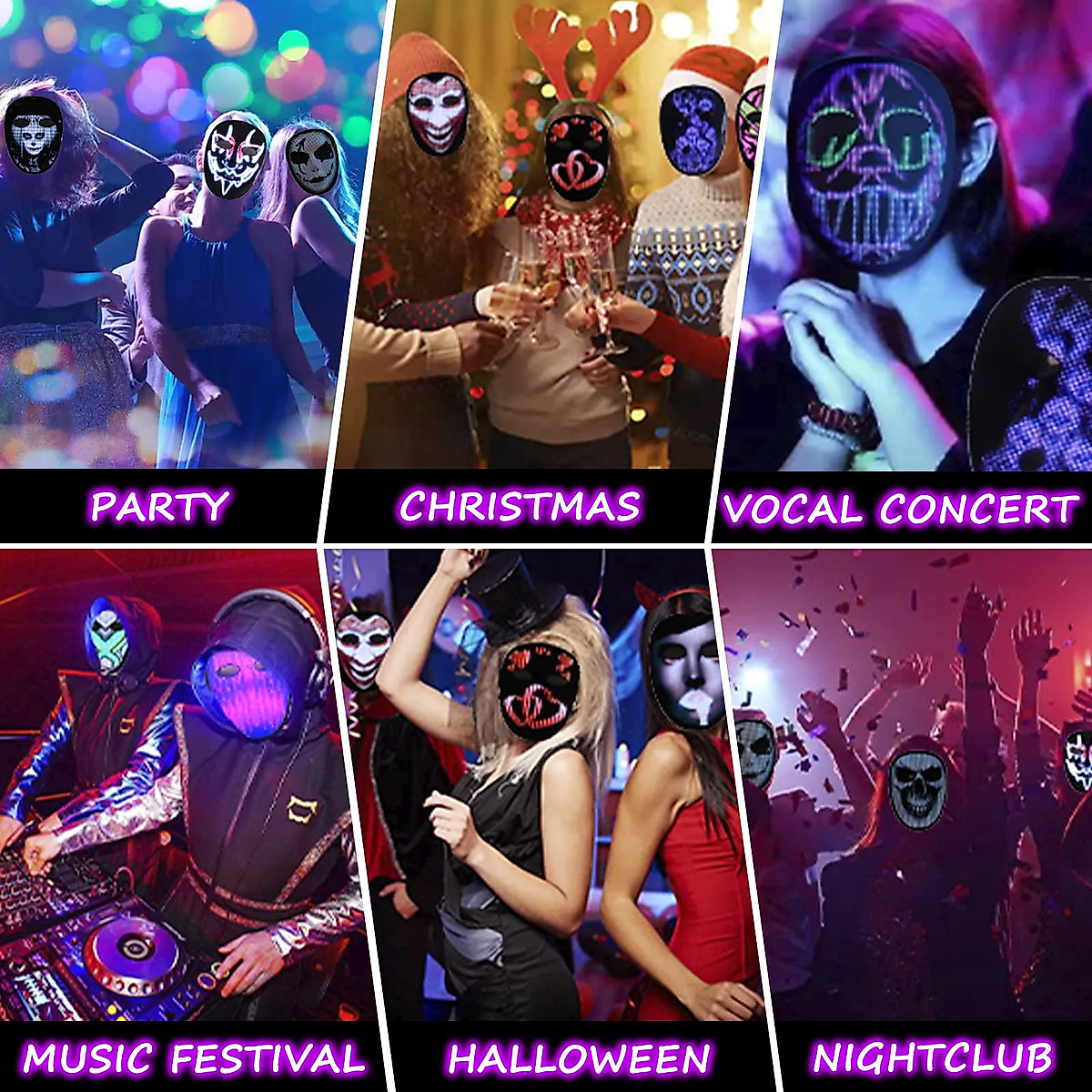Ompusos Led Mask with Wifi Programmable App, LED Halloween Mask Face Transforming LED Light Up Mask for Costume Cosplay Party (Wifi led mask)