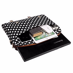 LOVEVOOK Computer Bag Laptop Bag for Women Cute Laptop Messenger Bag for Work College, Polka-Brown, 14-Inch