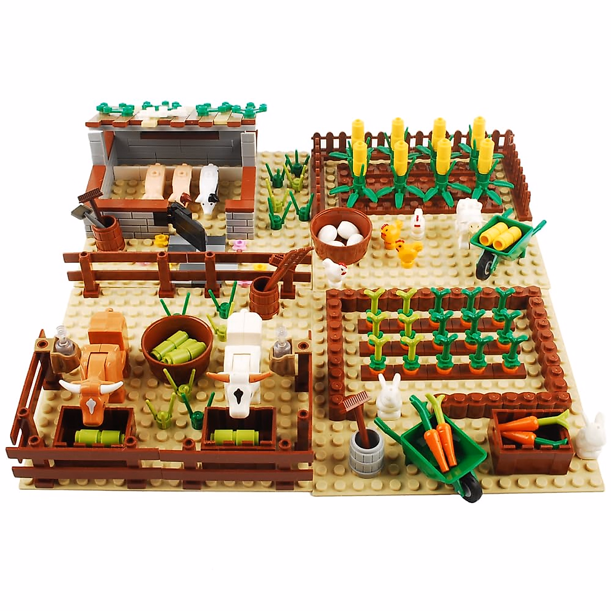 BAENRCY Farm Field Set Building Blocks Plant Animal Crops Building Bricks Kit DIY Building Set Compatible All Major Brands (Animal)
