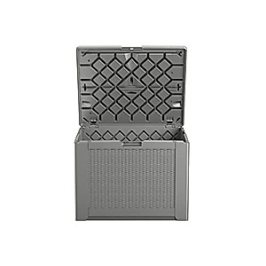 Rubbermaid Medium Resin Outdoor Storage Deck Box (74 Gal), Weather Resistant, Gray, Deck Organization for Home/Backyard/Pool Chemicals/Toys/Garden Tools/Porch/Patio Cushions