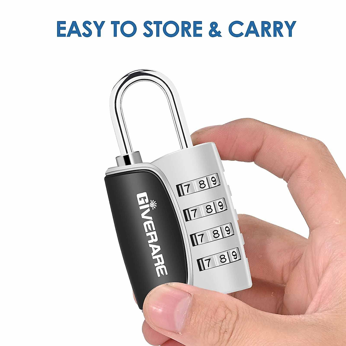 GIVERARE 2 Pack Combination Lock, 4-Digit Padlock Keyless, Resettable Luggage Locks for Backpack, Gym & School & Employee Locker, Weatherproof Travel Lock for Fence, Backyard Gate, Hasp, Case-Silver