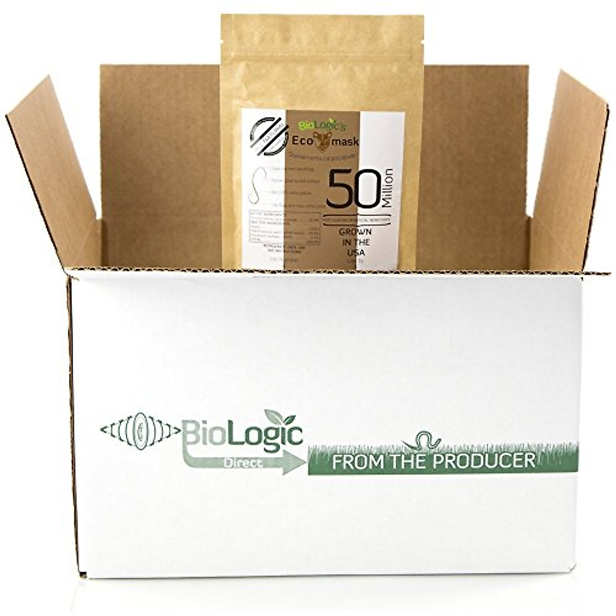 BioLogic All-Natural Pest Control Ecomask - 50 Million Steinernema carpocapsae (Sc) Beneficial Nematodes for Fleas, Armyworms, Cutworms and More - Pet, Plant and Family-Safe - USA Grown, Non-GMO