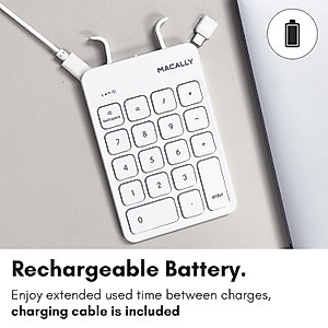 Macally USB C Wireless Number Pad | Numeric Keypad for Mac Macbok iMac | Wireless 10 Key for Laptop PC Computer Notebook Surface Chrome (2.4G USB) Perfect for Data Entry Numpad Number Keyboard