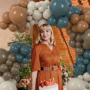 Dusty Blue Brown Balloon Garland Arch Kit Slate Blue Tan Coffee White Sand Balloons for Neutral Bear Baby Shower Birthday Decorations Jungle Safari Western Party Supplies