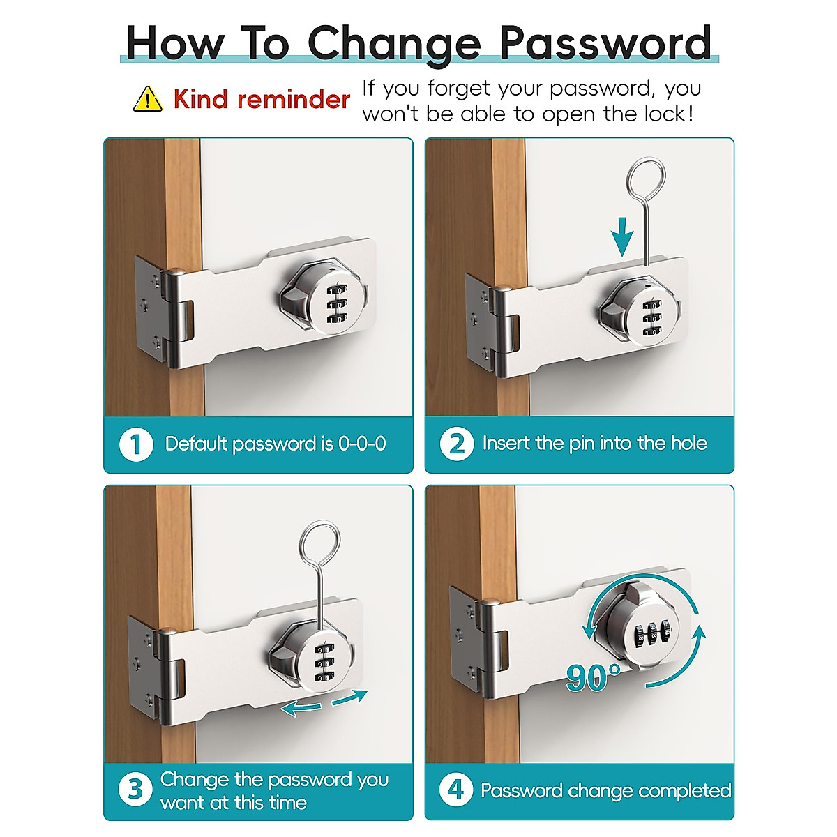 I-EASYDWW Cabinet Password Hasp Lock, Cabinet Keyless Lock with Screws, Cabinet Combination Lock for Small Door, Cabinets, Barn Door, Bathroom, Outdoor, Garage, Garden, Silver, 2 Pack