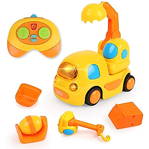 Aomola Toys for 2 Year Old Boys Girls, Toddler Toys, Birthday Gifts, Remote Control Car Toys for Kids, Engineering Construction Trucks with Music and Lights