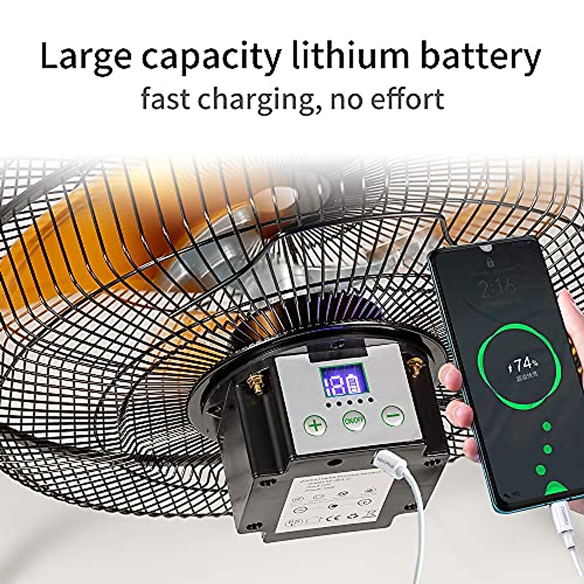 lcocove Battery Operated Fan, Home or Outdoor Dual-use Portable Fan,With 14400mAh Capacity Battery Can Running 5-24 Hours, Design For Camping，Patio，with USB Output For Phone