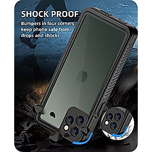 WIFORT iPhone 11 Pro Waterproof Case Built-in Screen Protector Water Resistant Cover Protective Drop Protection Hard, Shockproof Full Body Defender Tough Military Grade - 5.8" Black