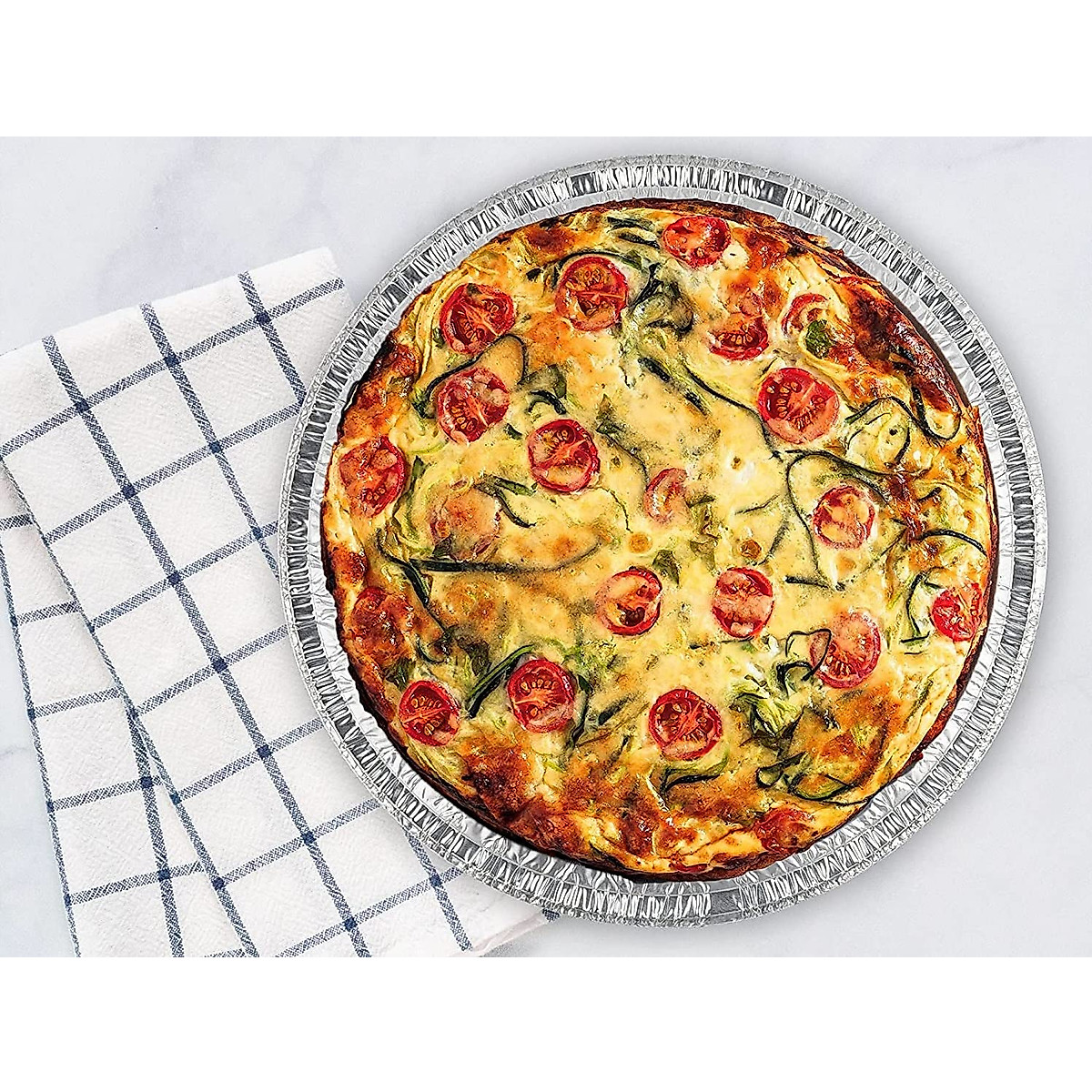 Mr Miracle Pack of 40 Disposable Aluminum Foil Pans with Clear Lids –8 Inch Circular Aluminum Pans, Ideal for Baking, Storing, Heating, Serving - Round Foil Pans with Lids