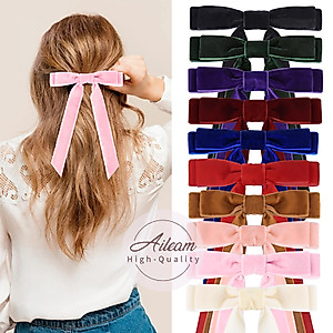 10PCS Velvet Bows Hair Clip Ribbon Accessories Ponytail Holder Hair Bow for Women Girls Toddlers Teens Kids