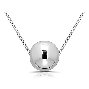 Hoops & Loops Sterling Silver 10mm Polished Ball Bead Necklace (sterling silver)