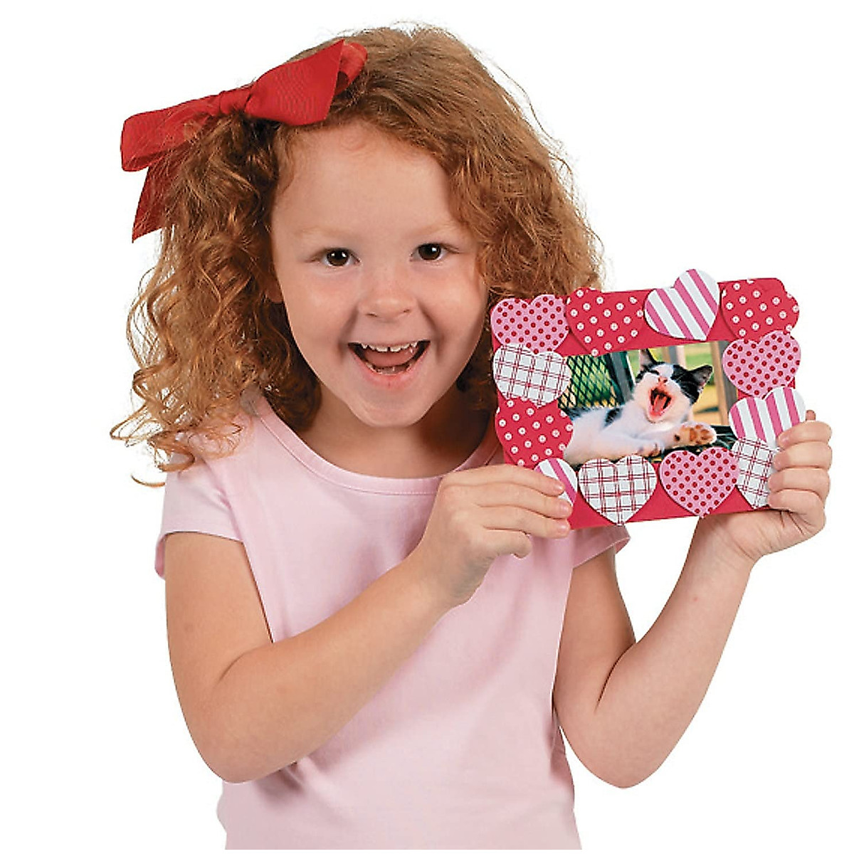 Valentines Craft for Kids (4 Pcs Set) Bear Magnet & Heart Picture Frame Foam Valentines Day Crafts Fun Activity by 4E's Novelty