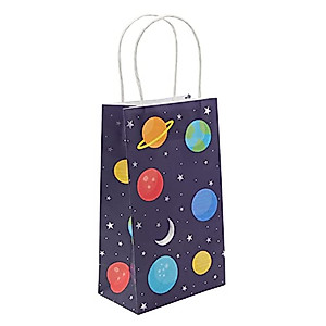 Juvale Small Outer Space Party Favor Gift Bags with Handles for Galaxy Birthday (24 Pack)