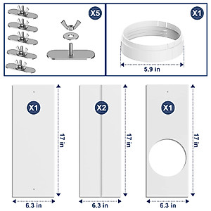 Tomato Man Portable Air Conditioner Window Kit,Portable AC Window Kit,with Coupler Adjustable Portable AC Window Vent Kit,Mobile Air Conditioner Suitable for Exhaust Hose (5.9INCHES)