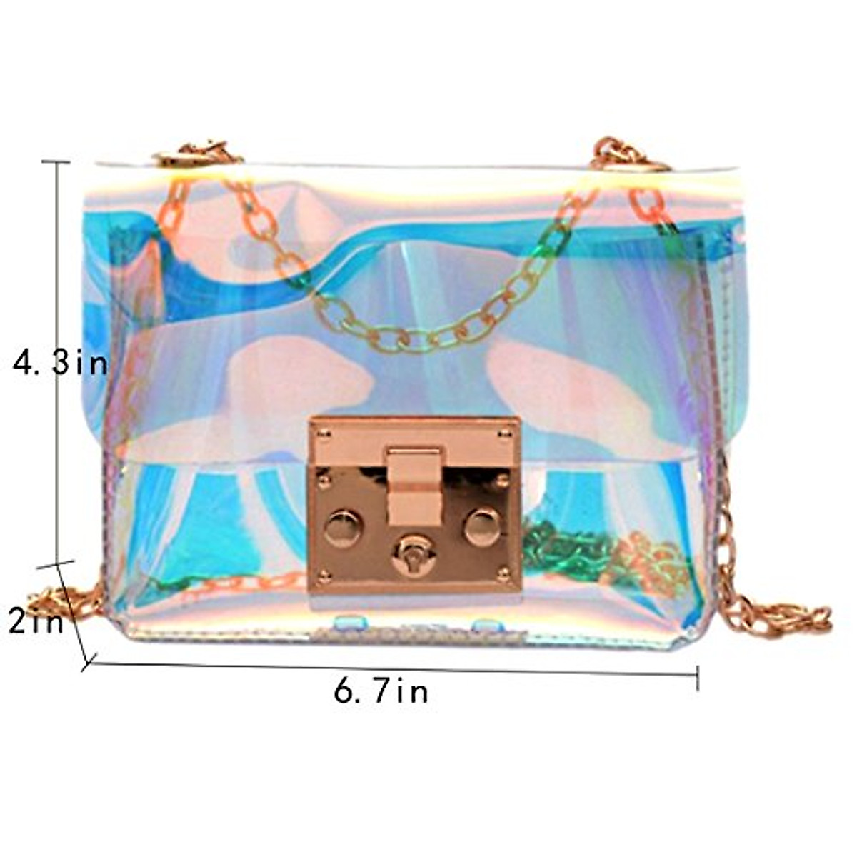 Buddy Supplies Buddy Transparent Hologram Shoulder Bag Glitter Chain Purse Cross Body Sling Bag, Clear, One Size