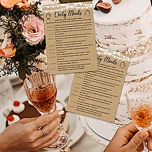 30 Fun Bridal Shower Games - Dirty Minds, Rustic Kraft Wedding Engagement Games Favors Party Supplies -5 X 7 Inches