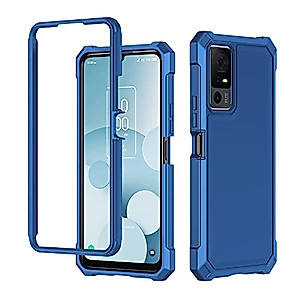 HAIJ for TCL 40 XL case, with Tempered Glass Screen Protector 360 Full-Body Soft TPU Bumper Shockproof Silicone Protective Phone Cover Case for TCL 40XL 6.75" 2023 (Blue)