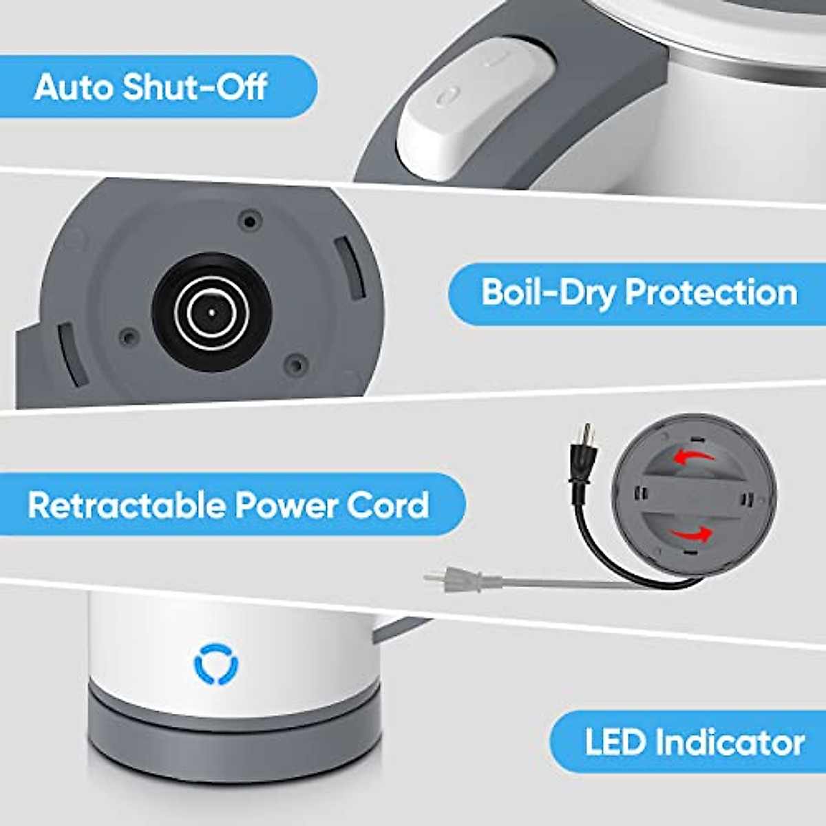 EVATEK Small Electric Kettle, Travel Mini Hot Water Boiler Heater, 304 Stainless Steel 0.8L Portable Electric Kettles for Boiling Water, 5 Mins Coffee Kettle Travel Teapot with Auto Shut-Off