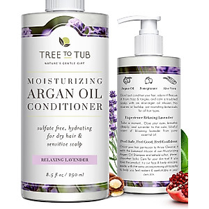 Tree to Tub Moisturizing Conditioner for Dry Hair & Dry Scalp - Hydrating Sulfate Free Argan Oil Conditioner & Vegan Hair Moisturizer for Women & Men w/Organic Coconut Oil, All Natural Lavender