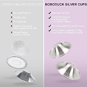 Boboduck Nipple Shields for Nursing Newborn - Large Size 999 Silver Nursing Cups Soothe Nursing Nipple, BreastfeedingEssentials Nipple Cover, Nipple Guards Protector for Breastfeeding