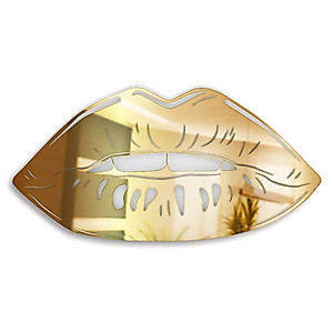 Mirror Lips 3D Wall Art - Ready to Hang Acrylic Wall Decorations for Bedrooms, Dorms, Living Rooms & More - Hand Assembled & Made in The USA - Modern Home Decor (16"W x 8"T, Gold)