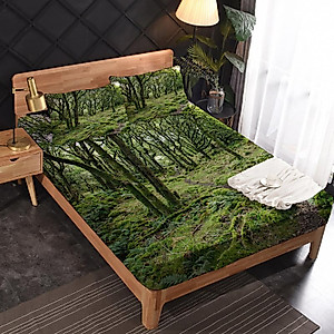 zcsm Landscape Sheets Full Size Sheets - Rainforest Bedding Sheets & Pillowcases - Luxurious 100% Microfiber, High Thread Count Print, Flat Sheet & Deep Pocket Fitted Sheet & 2 Pillowcases