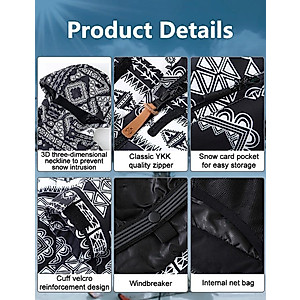 RIUIYELE Women's Ski Suit Windproof Waterproof Snowboard Colorful Printed Ski Jacket and Pants Set (Style8, M)