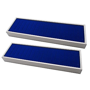 1 Qty Deluxe Egyptian Blue 16 Slot Bangle Foam Insert with Seal-Grey Leatherette Display Tray - Showcase/Travel/Jewelry Cases - 6 Colors - Standard Size 15" x 4.5" x 1.5" - N'icePackaging