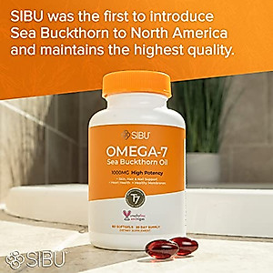 sibu Omega-7 Softgels, Premium Organic Himalayan Sea Buckthorn Oil (60ct, 30 Day Supply) – Supplement for Healthy Skin, Hair, Nails and Dryness