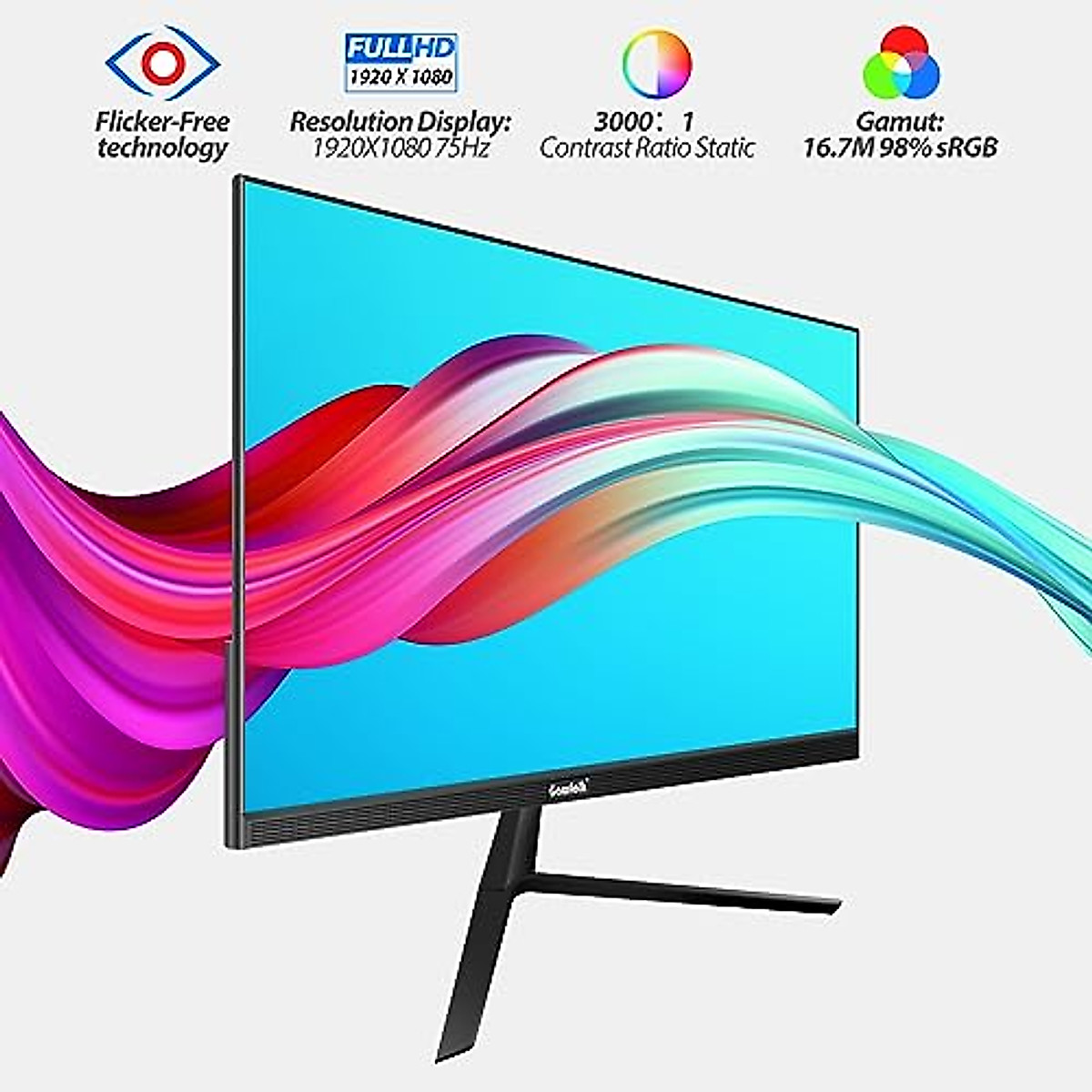 Gawfolk 22 Inch Computer Monitor, 100Hz Ultra-Thin Zero Frame Curved Display, Full HD 1920 x 1080p, HDMI VGA Home Office Business PC Monitor (No Speaker)