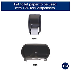 Tork Advanced Toilet Paper Roll, White, Compatible with T24 Dispensers, 2-ply, Soft Tissue, 80 rolls x 500 sheets (2461200)