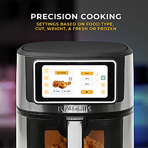 Kalorik VIVID TOUCH 7 Quart High-Resolution Touchscreen Air Fryer with Window, Stainless-Steel