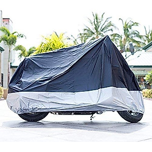 XYZCTEM All Season Black Waterproof Sun Motorcycle Cover,Fits up to 108" Motors (XX Large & Lockholes)